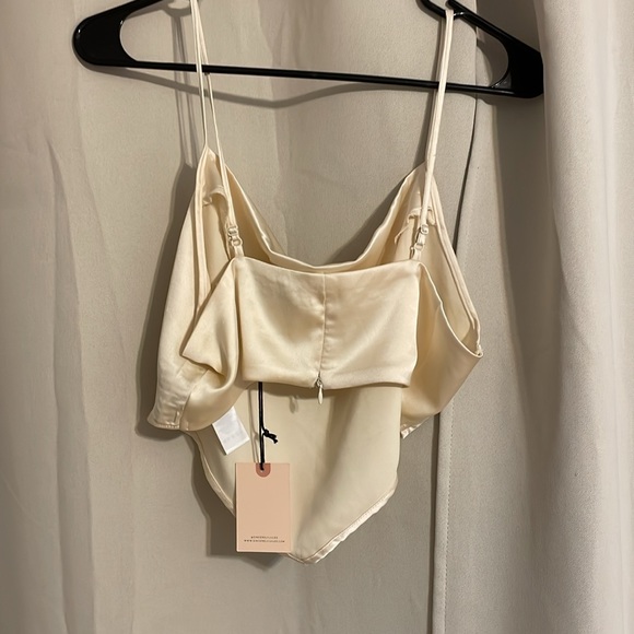 Tops | Cream Silk Spaghetti Strap Tank Top | Poshmark